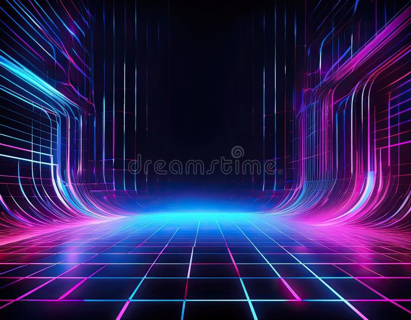 High-tech, Minimalist Abstract Design Featuring a Futuristic Neon-lit ...