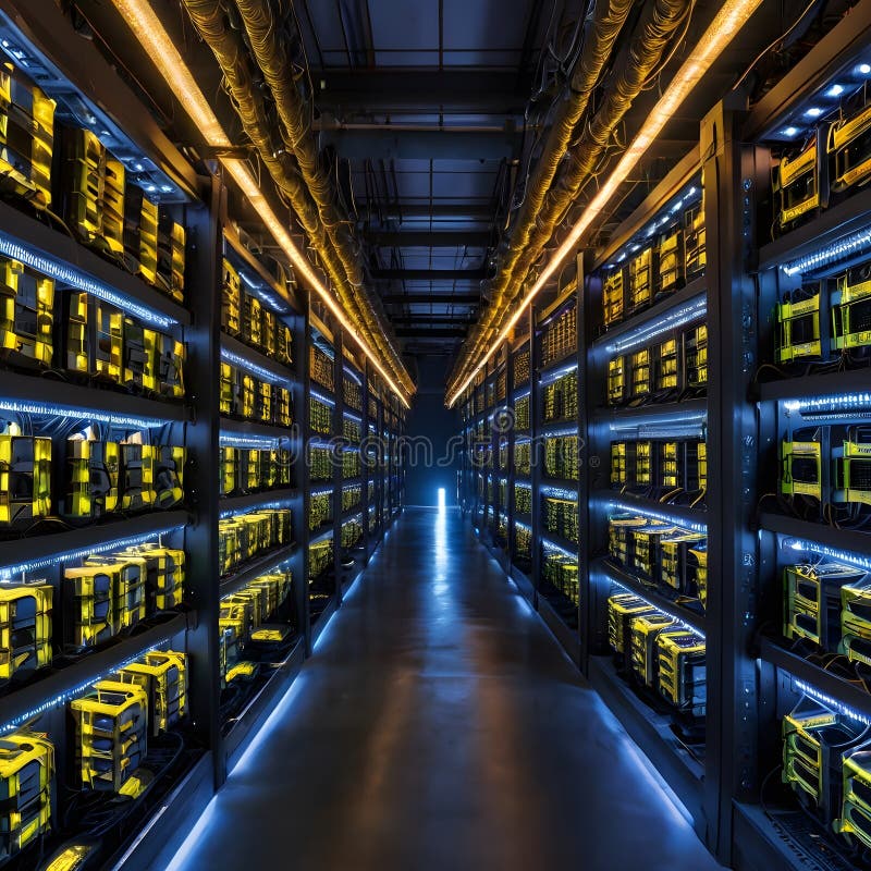 A high-tech mining farm stock illustration. Illustration of internet ...