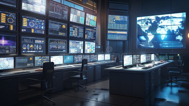 High-tech Mission Control Center Stock Image - Image of digital ...