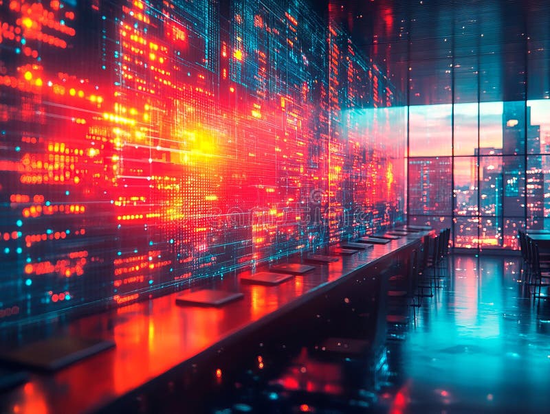 A High-tech, Modern Control Room Filled with Digital Displays and Empty ...