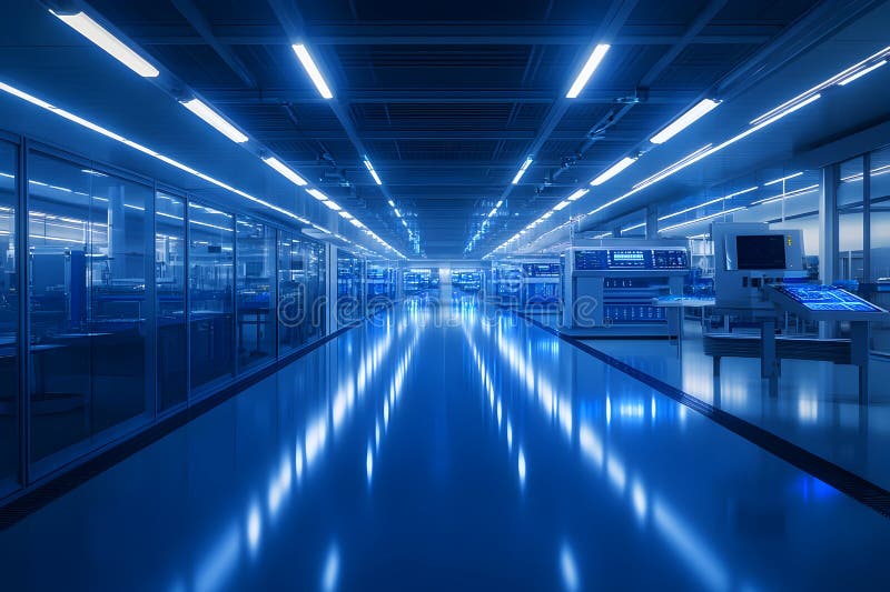 High-tech Modern Laboratory Interior with Advanced Equipment and Blue ...