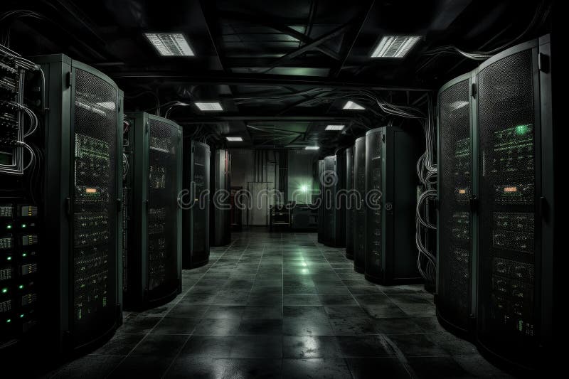 High-tech Modern Server Room Gray. Generate Ai Stock Illustration ...