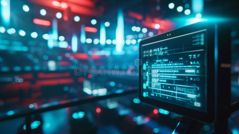 High-tech Monitoring Screen in Vibrant Neon Setting Stock Image - Image ...