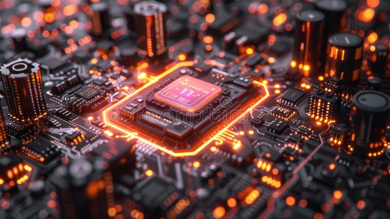 High-tech Motherboard with Glowing Circuits - Generative Ai Stock ...