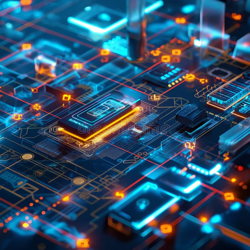 High-Tech Motif with Smart Technology Design Stock Image - Image of ...