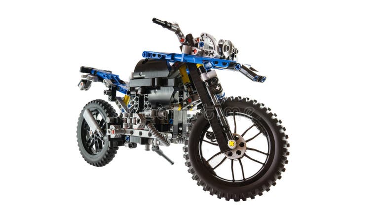 High-tech Motorcycle Toy Constructed Using Lego Blocks Editorial Stock ...