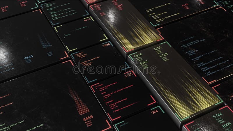 High-tech Moving Panels with Digital Data. Animation Stock Footage ...