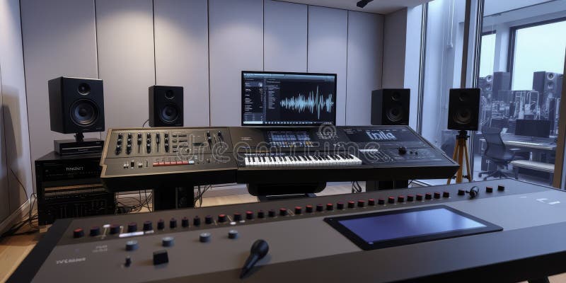 High Tech Music Production Console with Digital Interface in a Modern ...