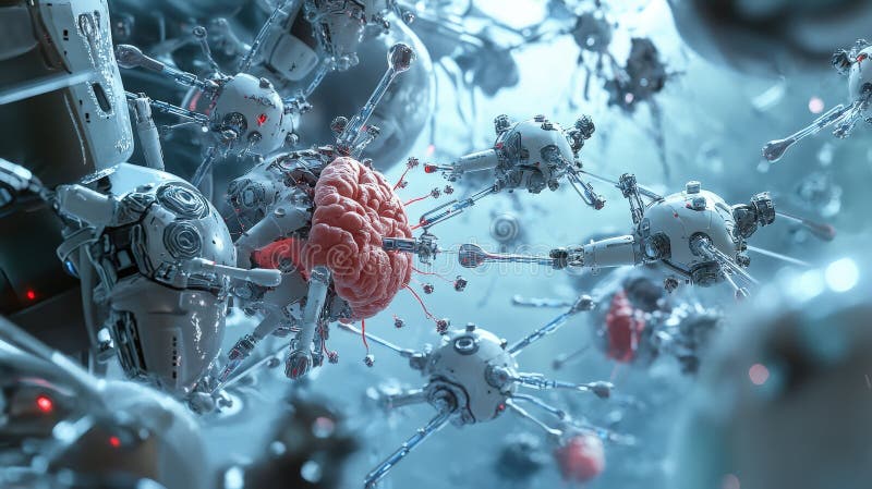 High-tech Nanobots Protecting the Human Brain in AI Illustration Stock ...