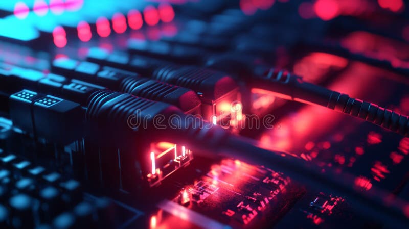 High-Tech Network Cables with Connectors Stock Illustration ...