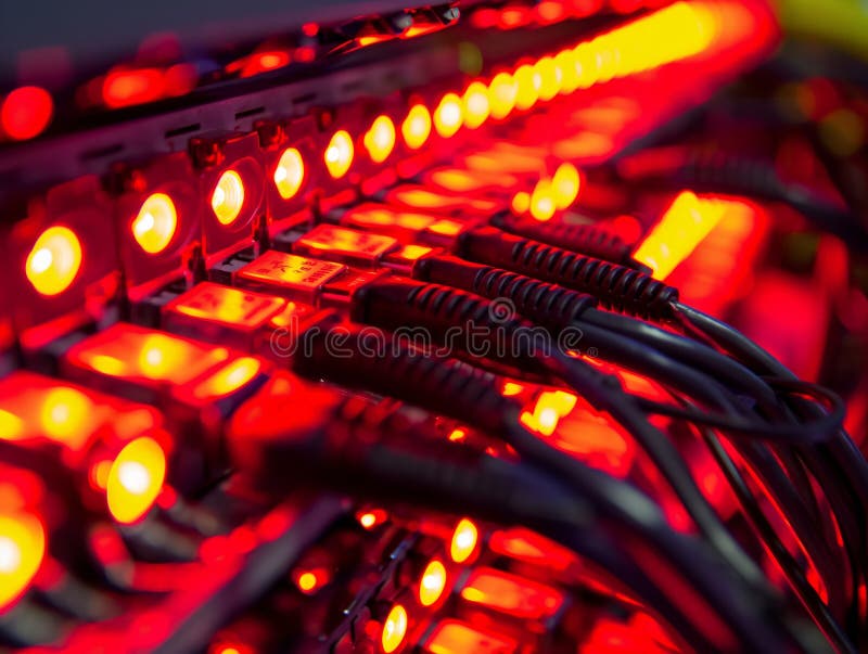 High-Tech Network Servers Illuminated Stock Photo - Image of hardware ...