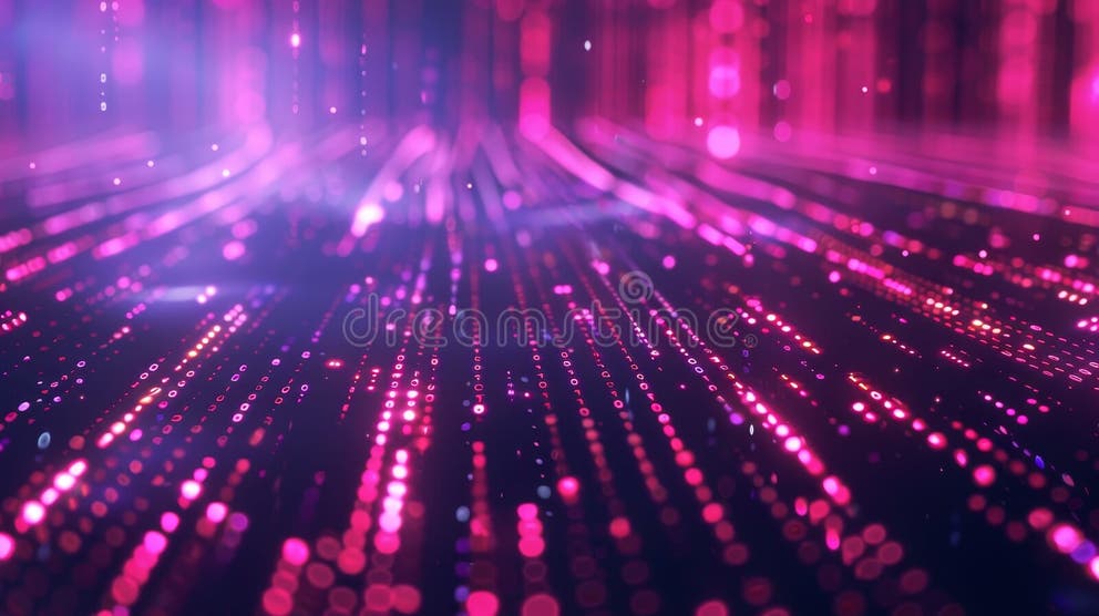 High Tech Network Wallpaper with Binary Code and Glowing Neon Lines in ...