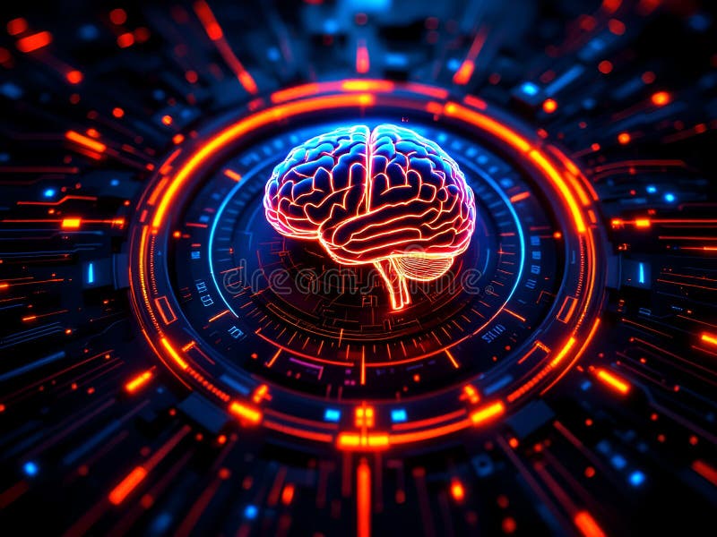 High-Tech Neural Network Illustration in a Futuristic Style Stock ...