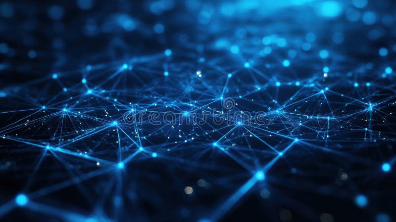 High-tech Neural Network Pattern with Deep Blue Glowing Effect Creates ...