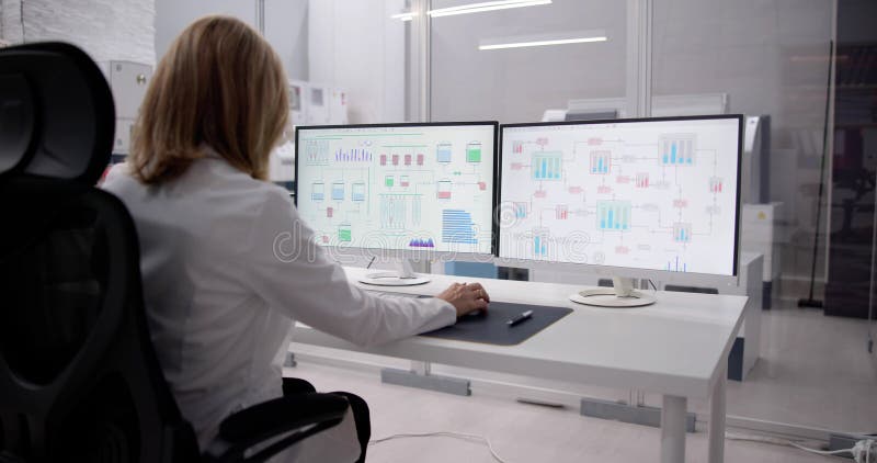 High-Tech Office: Engineer Analyzing Software Data Stock Photo - Image of electronics, control ...