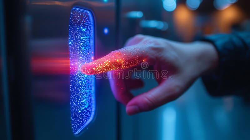 High-tech Office Entry with Fingerprint Scanner, Modern Security ...