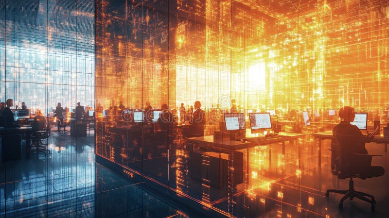 High-tech Office Interior Buzzing with Creativity and Innovation in a ...