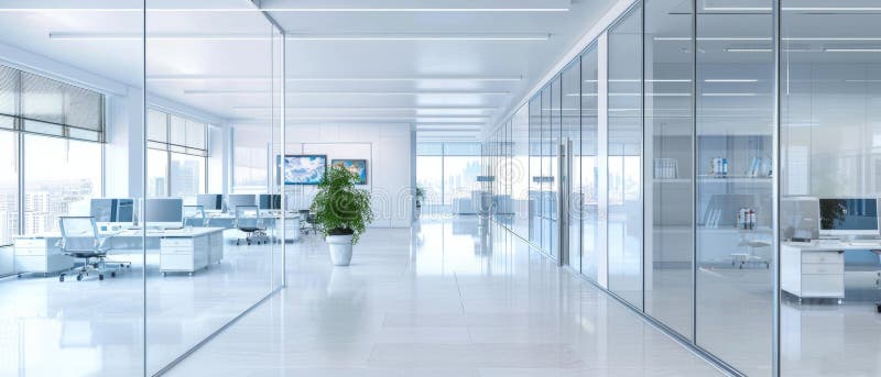 High-tech Office with Smart Glass Walls and Automated Blinds, Creating ...