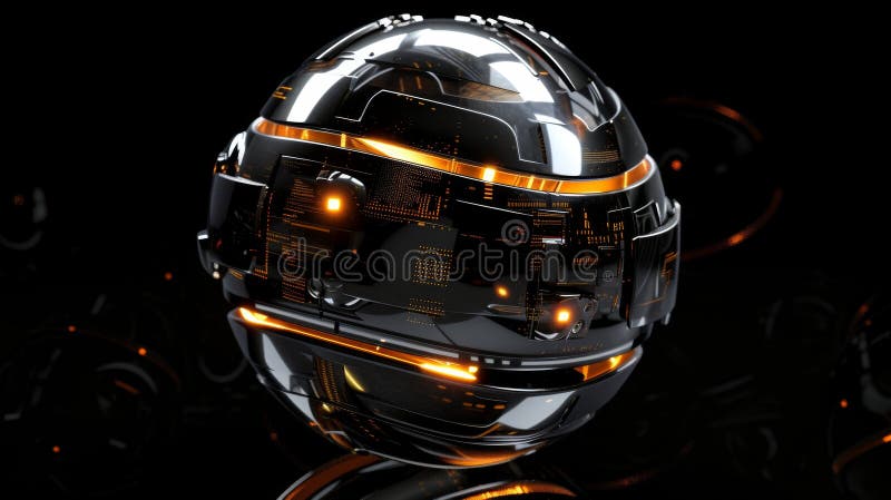 High-tech Orb with Glowing Orange Highlights Stock Photo - Image of ...