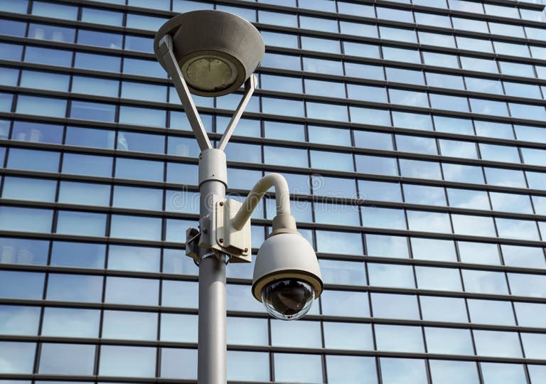High Tech Overhead Security Camera at a Government Owned Building ...