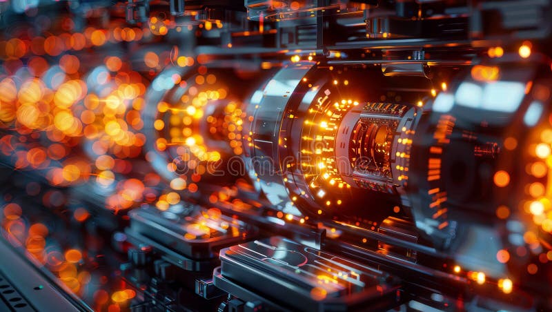 High-tech Particle Collider: Glowing Swirling Energy Patterns in ...