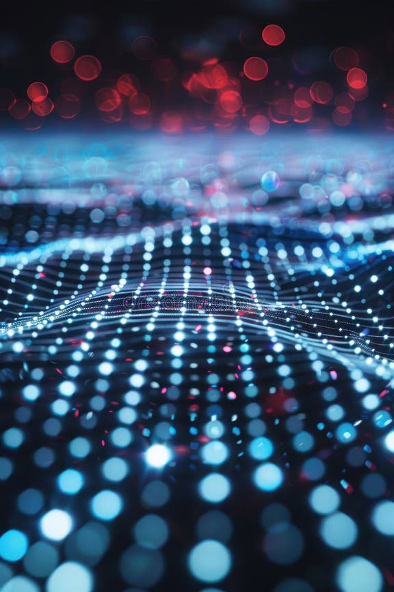 High-Tech Particle Grid Design with Glowing Blue and White Elements for ...