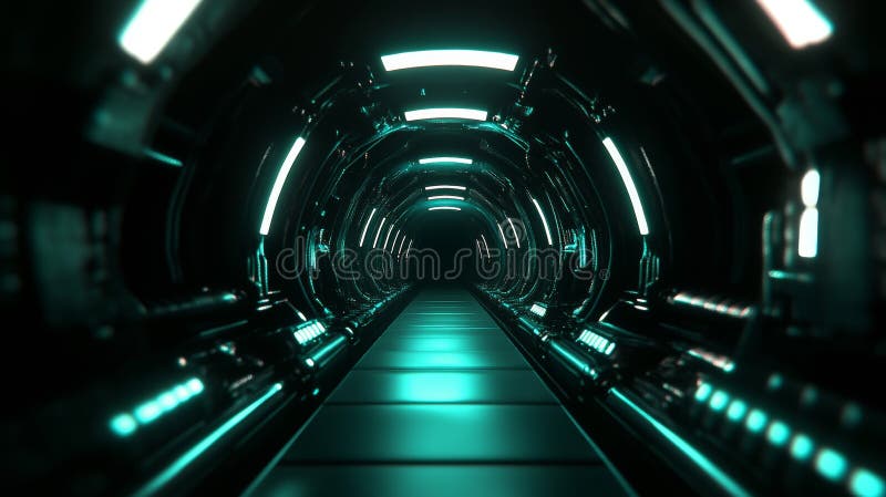 A High-tech Passageway Adorned with Luminous Digital Patterns and ...