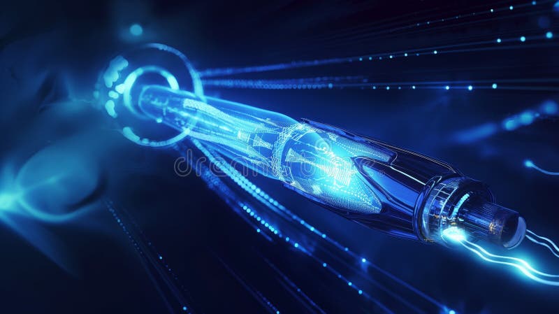 Futuristic Glowing Pen with Digital Elements Stock Photo - Image of ...