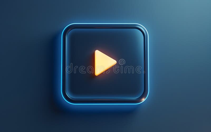 Modern Play Button Icon, Glowing UI Element for Media Playback Stock ...