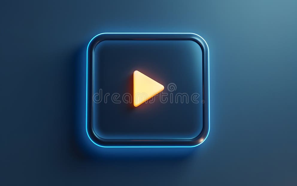 Modern Play Button Icon, Glowing UI Element for Media Playback Stock ...