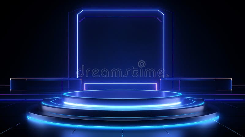 The High-Tech Podium Display with Deep Blue Theme of Sleek and Modern ...