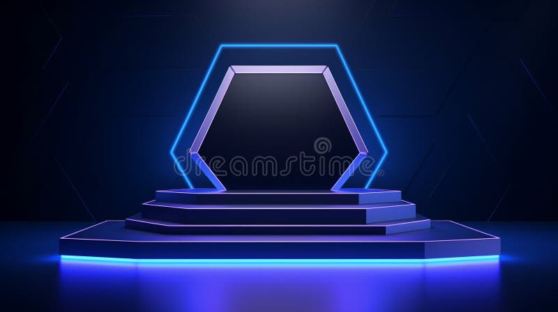 The High-Tech Podium Display with Deep Blue Theme of Sleek and Modern ...