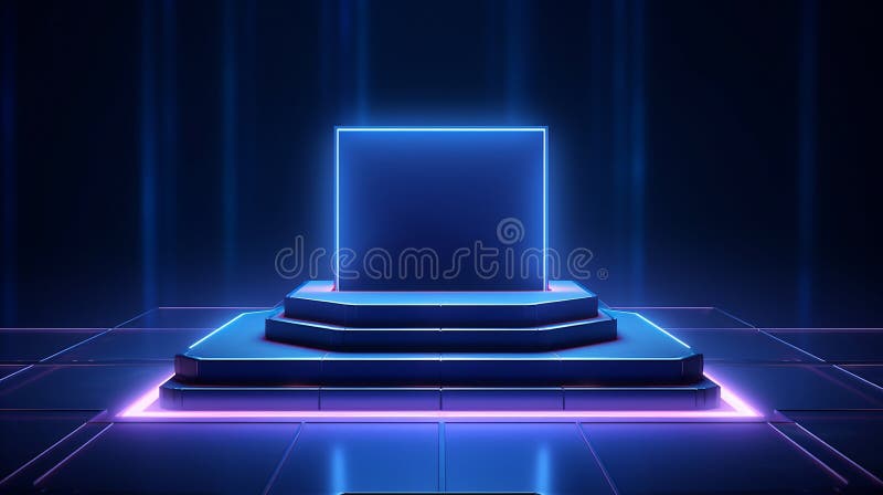 The High-Tech Podium Display with Deep Blue Theme of Sleek and Modern ...