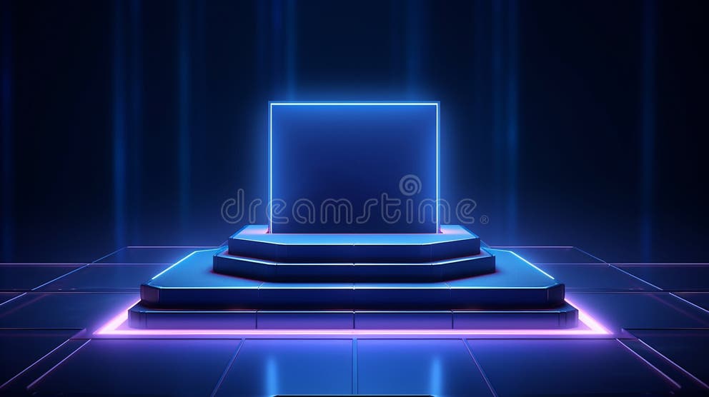 The High-Tech Podium Display with Deep Blue Theme of Sleek and Modern ...