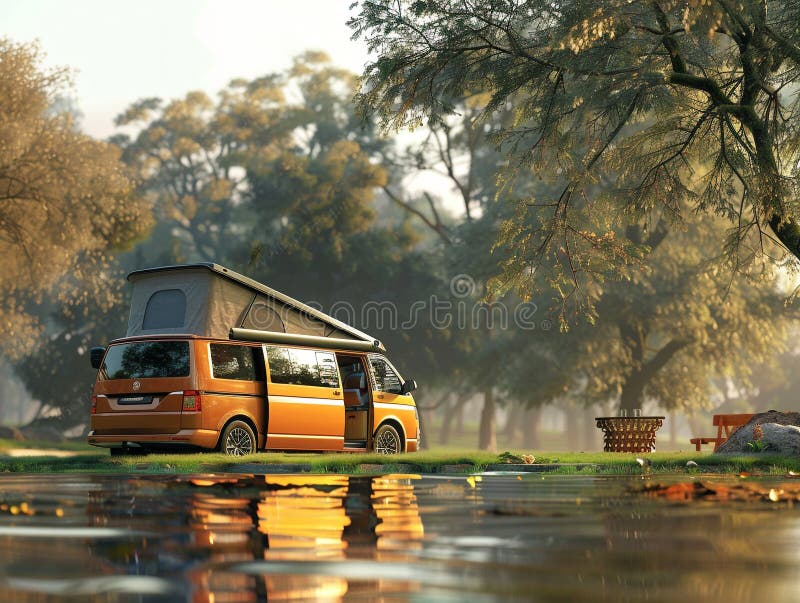 A High-tech Pop-up Camper. Generated with Ai Stock Illustration ...