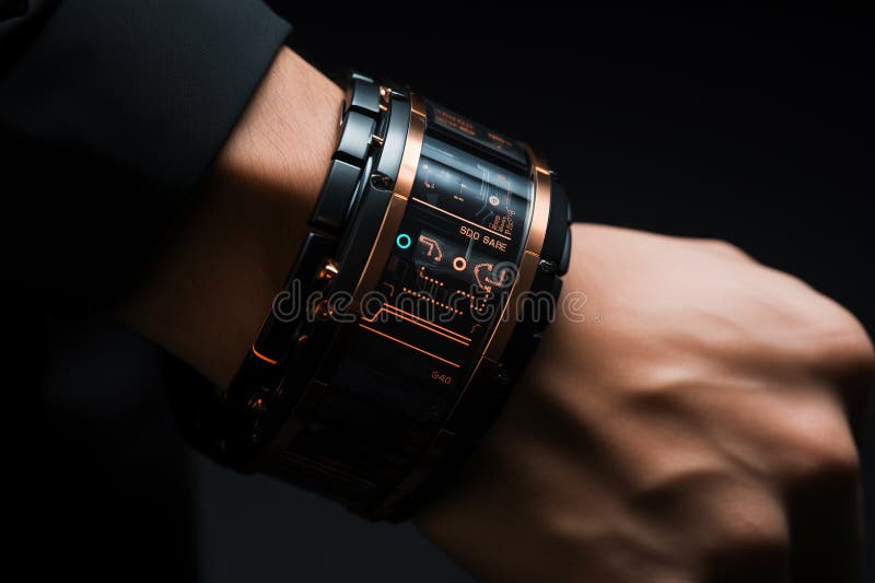 High-tech Portable Watch on a Wrist Stock Illustration - Illustration ...