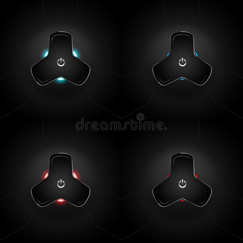 High Tech Power Button Icons on-Off Stock Illustration - Illustration ...