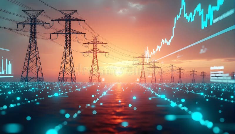 High-tech Power Grid Interface Displaying Data Analysis and Price ...