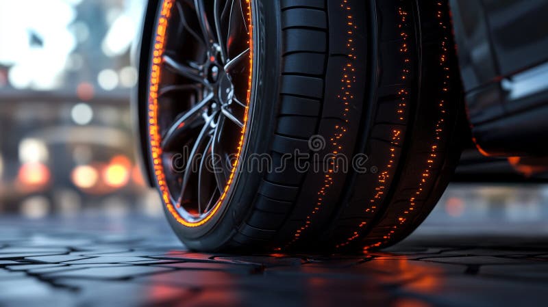 High-Tech Pressure Sensor Integrated into Automotive Tire Design Stock ...