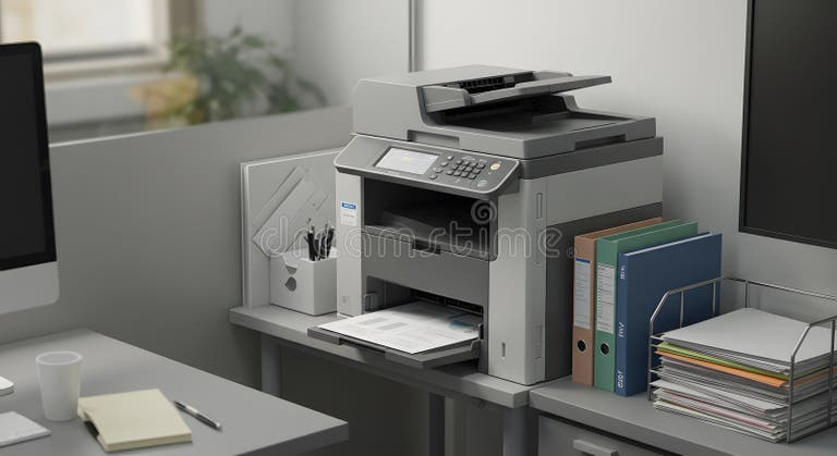 High-Tech Printer and Scanner Station Stock Illustration - Illustration ...