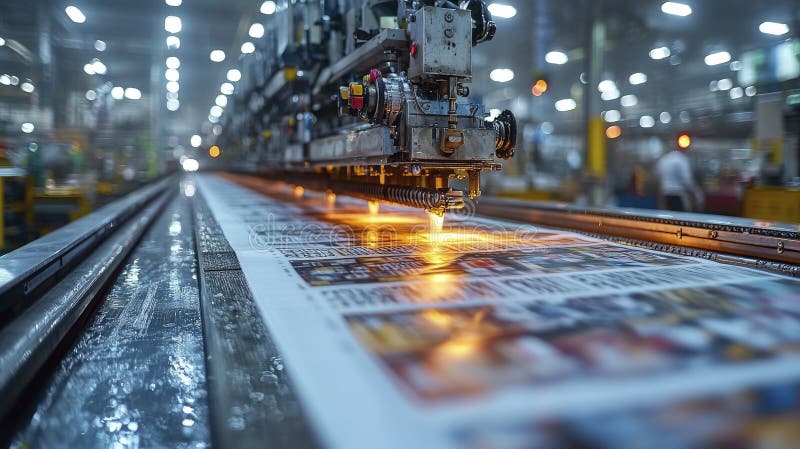 High-Tech Printing Machine with Smooth Paper Output Stock Illustration ...