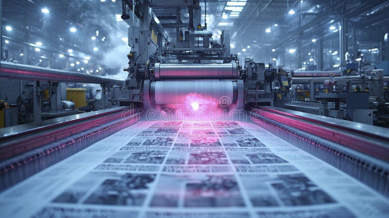 High-Tech Printing Press in Action during Production Stock Illustration ...