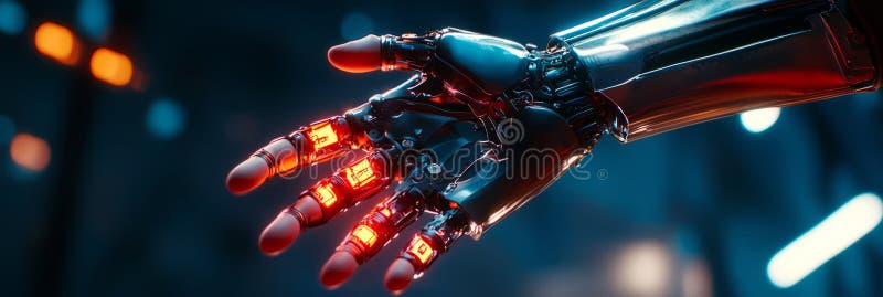 High-tech Prosthetic Arm Integrated with AI, Hand Close-up Stock Photo ...