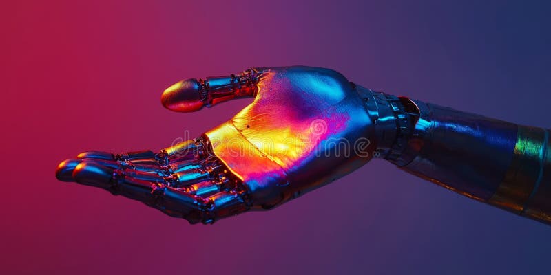 High-tech Prosthetic Arm Integrated with AI, Hand Close-up Stock Photo ...