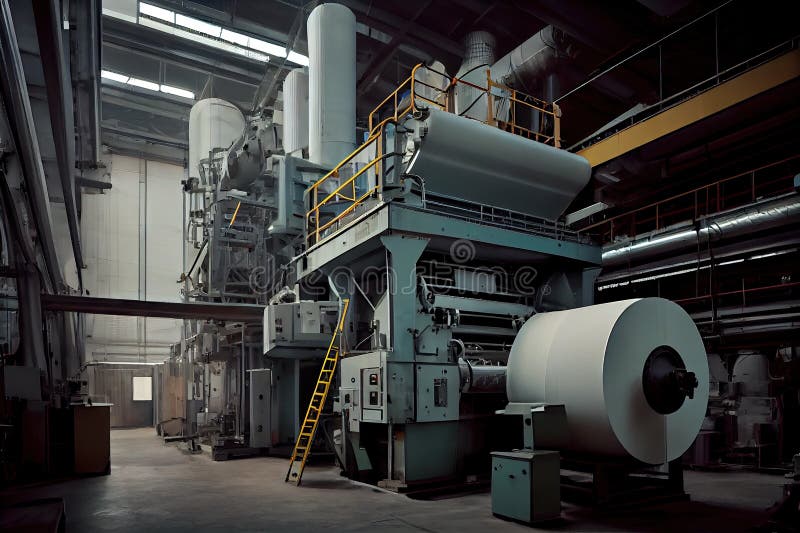 High-tech Pulp and Paper Manufacturing Facility with Robotic Equipment ...