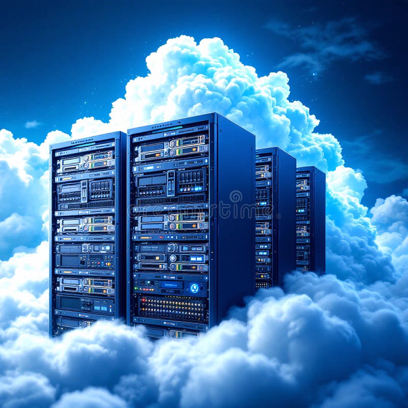High-Tech Rack of Servers in Cloud Data Center - Modern it ...