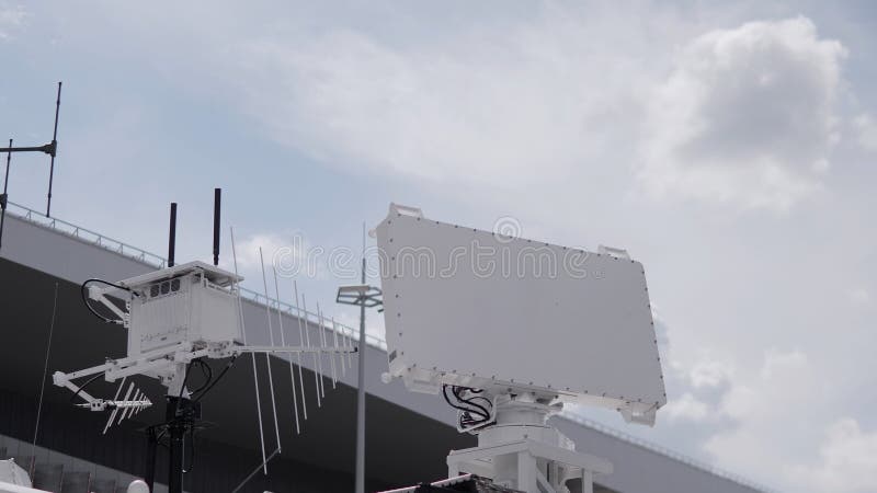 High-tech Radar Equipment Installed at a Military Base during a Bright ...