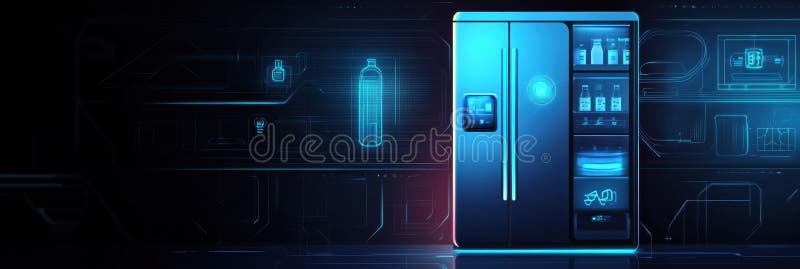 Futuristic Smart Refrigerator Grocery Order Screen High Tech Kitchen ...