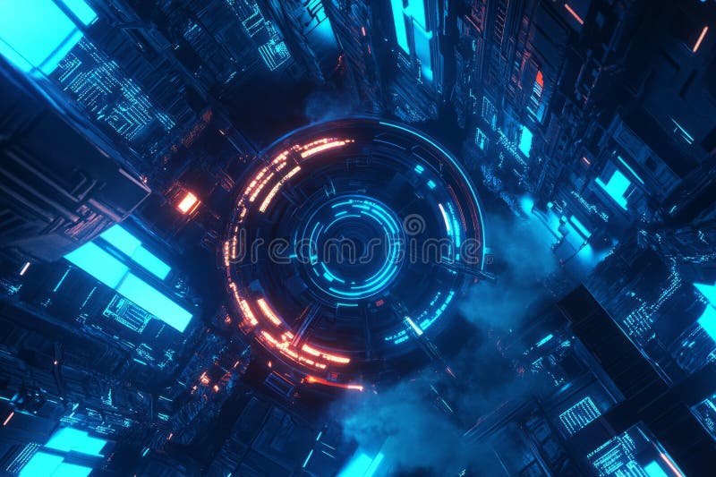 A High-tech Representation of Cybersecurity, Featuring Glowing AI-driven Firewall Structures ...