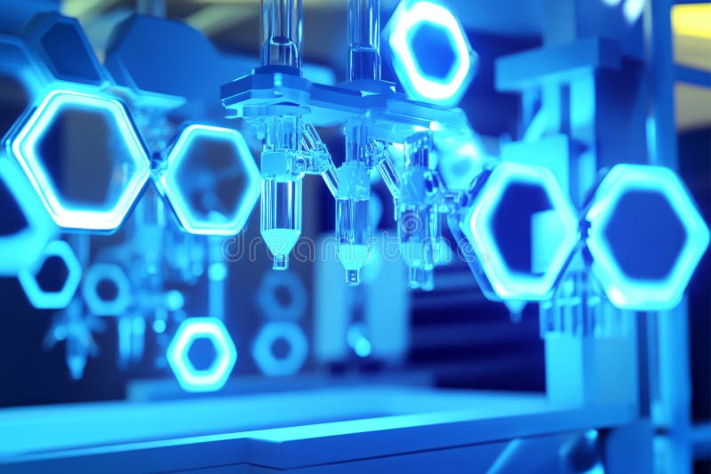 A High-tech Research Laboratory Featuring Floating Holographic Hexagons ...